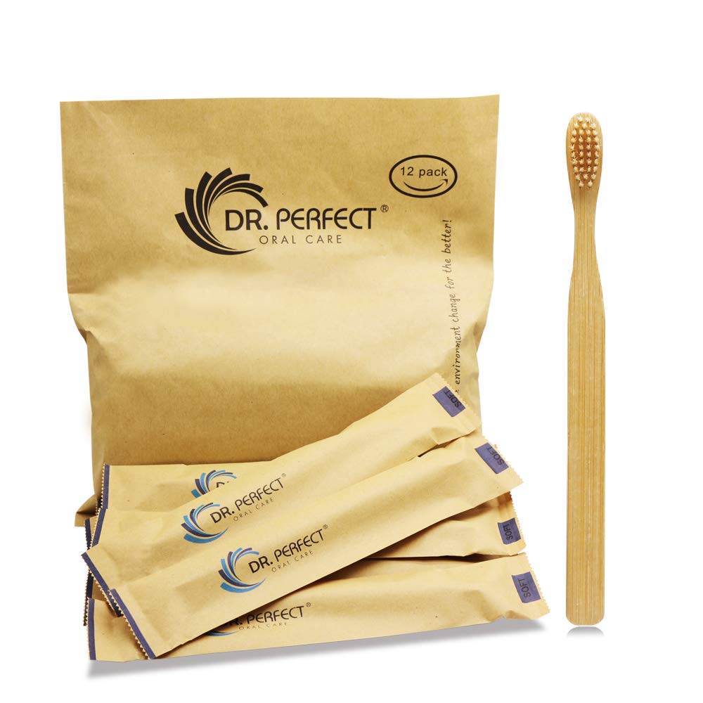 Amazon.com : DR PERFECT Bamboo Toothbrush Soft Natural Bristles (12 ...