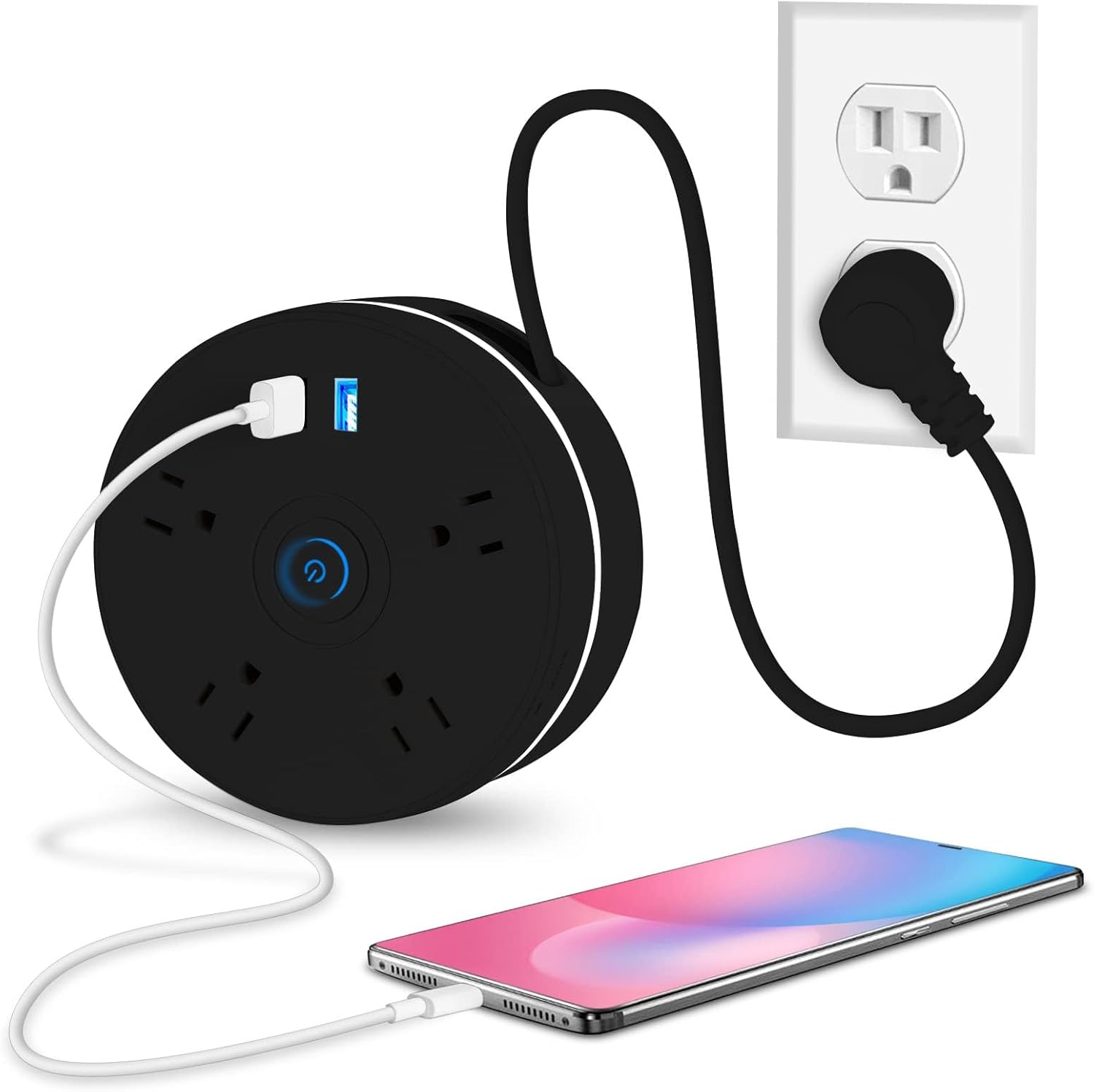 Amazon.com: Retractable Extension Cord Power Strip: 6ft Extension Cord ...