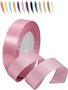MORAINJAY Pink Ribbon 20mm Satin Ribbons Roll Fabric Thick for Gift ...
