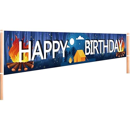 Amazon.com: Camping Party Decorations Happy Camper Banner, Camping ...