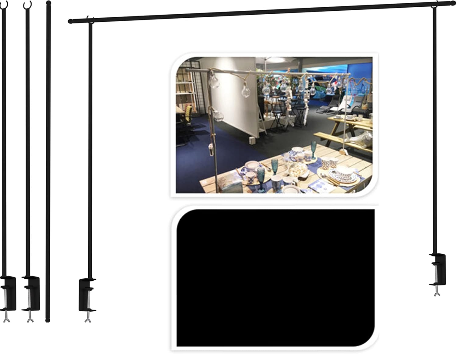 URBNLIVING 240cm Black Metal Hanging Rail with Clamp : Amazon.fr: Home ...