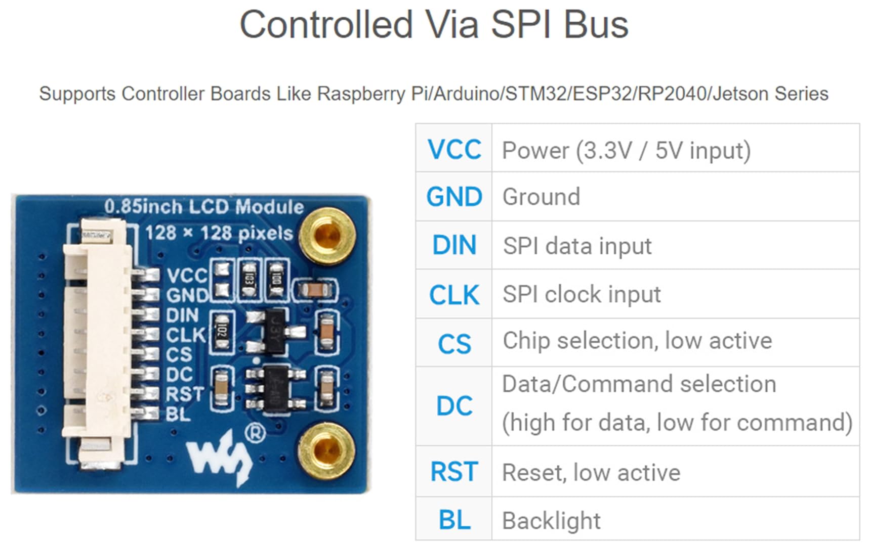 Snapklik.com : Waveshare 0.85inch LCD Display Module 128128 Resolution ...