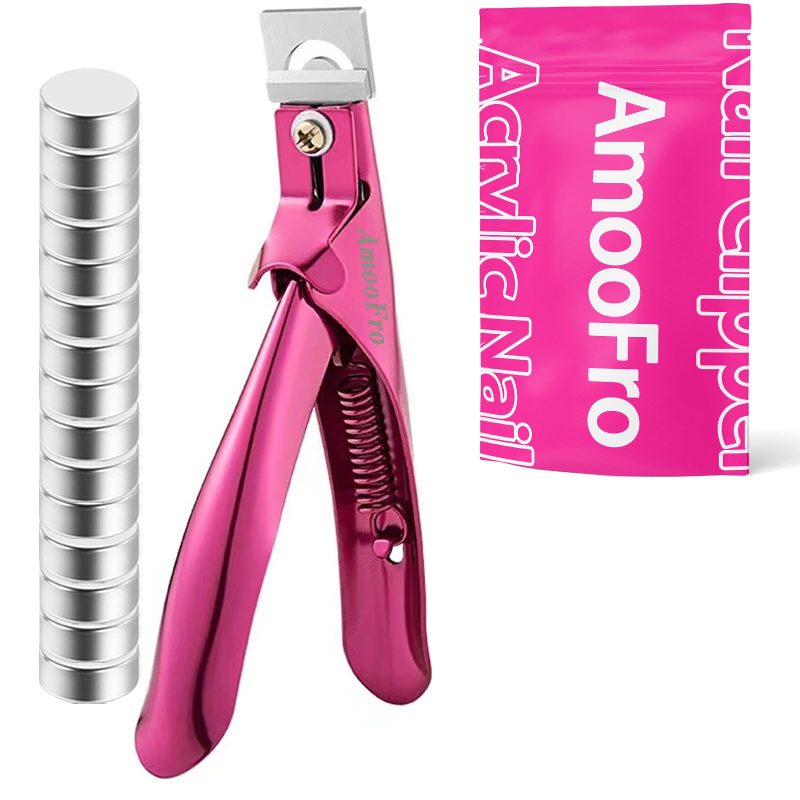 Amazon.com: AmooFro Acrylic False Nail Clippers with Magnets Sizer, Tip ...