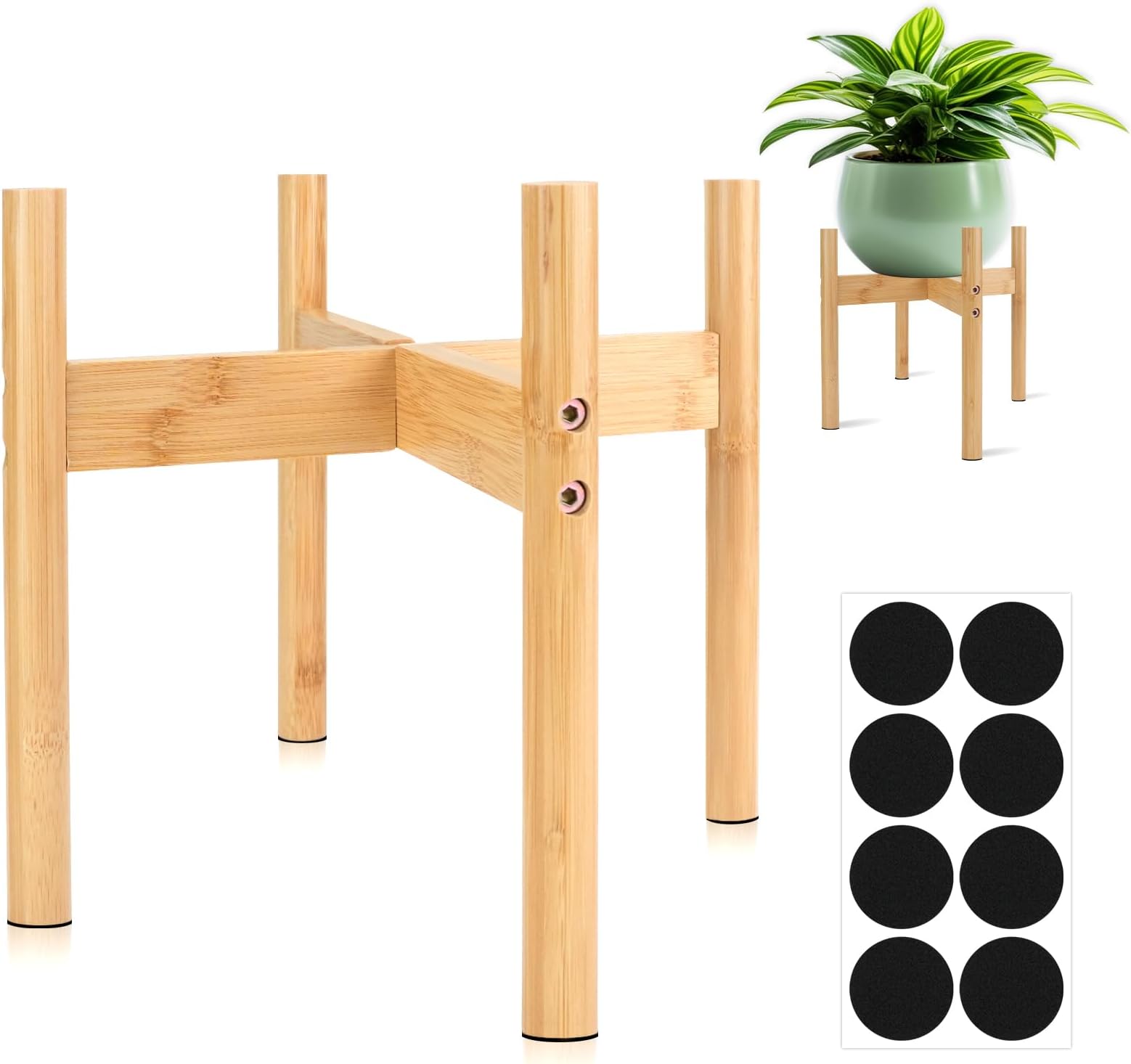 Amazon.com: SZHLUX Adjustable Plant Stand Indoor, Modern Bamboo Plant ...