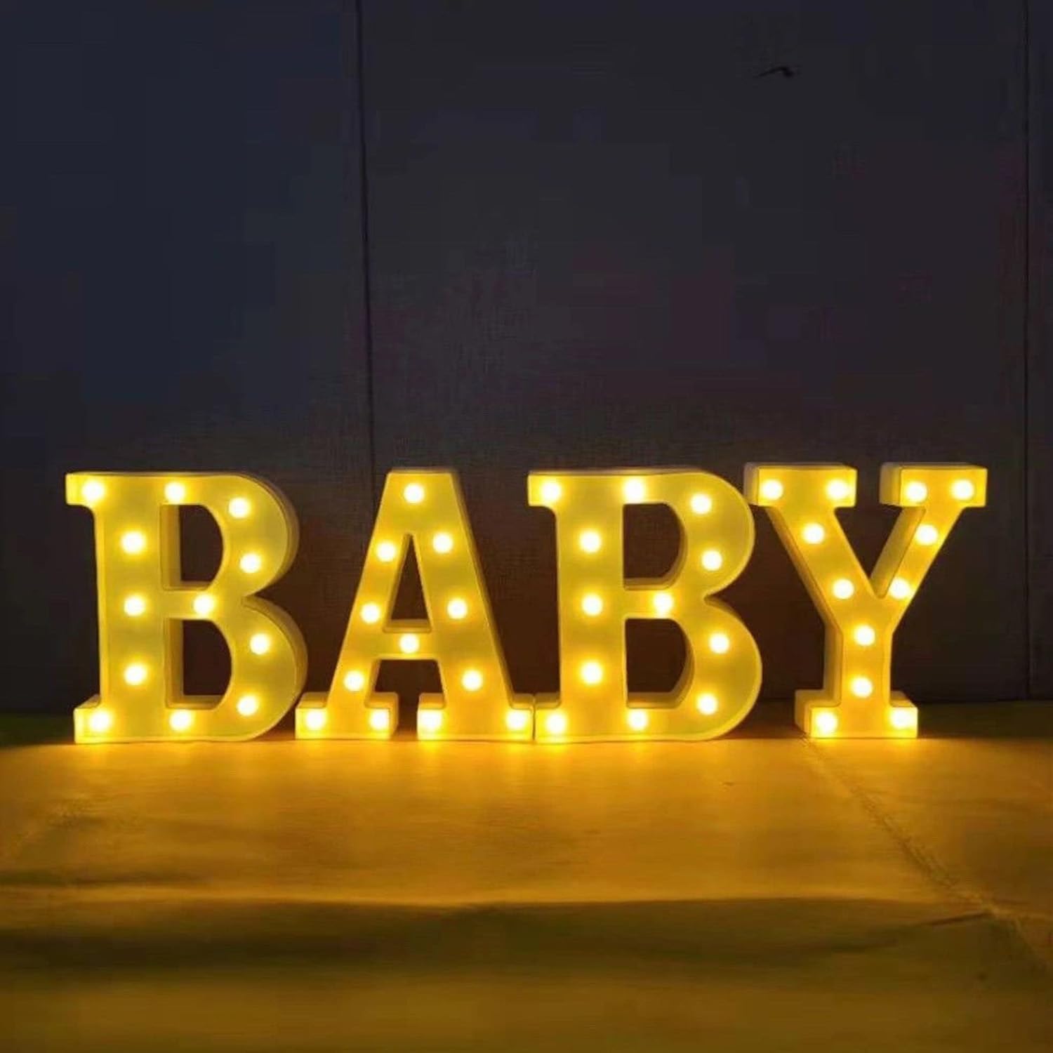 Amazon.com : 4 Warm White BABY Marquee Light Up Letters, Large BABY Led ...