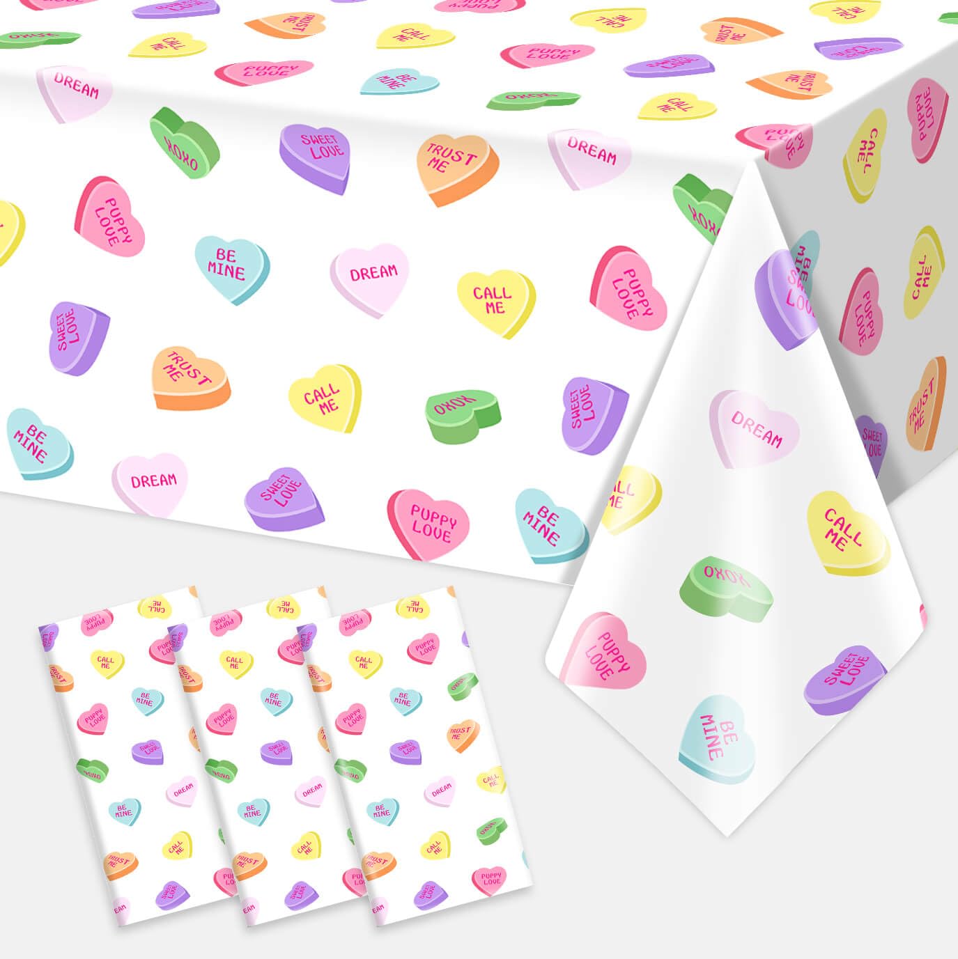 Amazon.com: Tewess 3Pcs Valentines Day Plastic Tablecloth Conversation ...