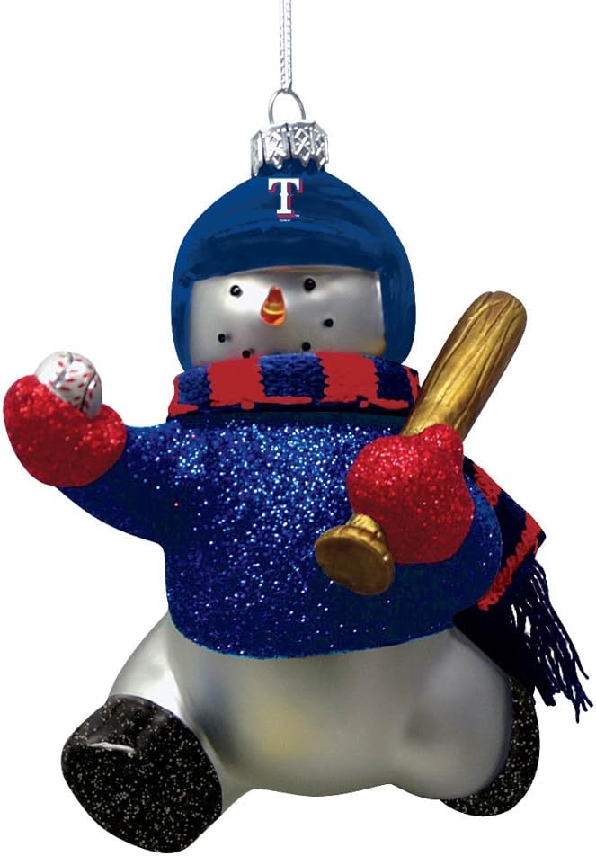 Amazon.com: MLB Blown Glass Snowman Player Ornament MLB Team: Texas ...