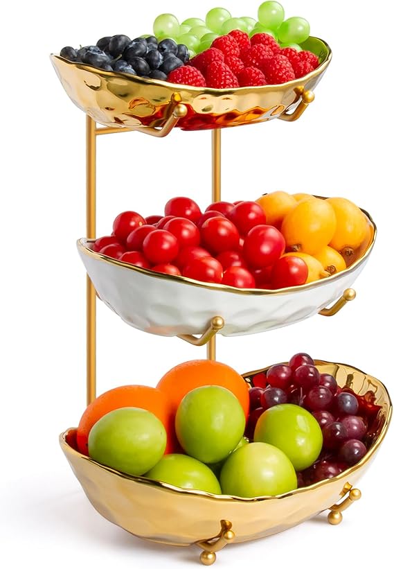 Amazon.com: LIJINGCHEN Ceramic Fruit Bowls for Kitchen Counter with ...