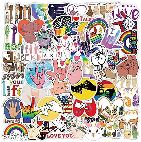 trowel 50 PCS sign language stickers,ASL Stickers Pack Waterproof Vinyl ...