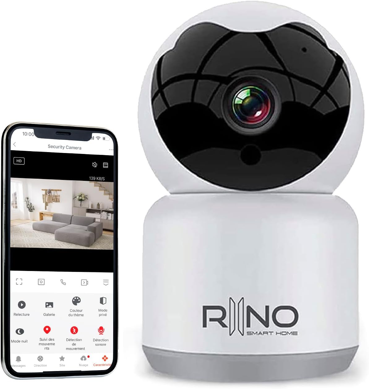 RIINO Camera Surveillance WiFi Intérieure, Full HD 2MP, Baby Phone ...