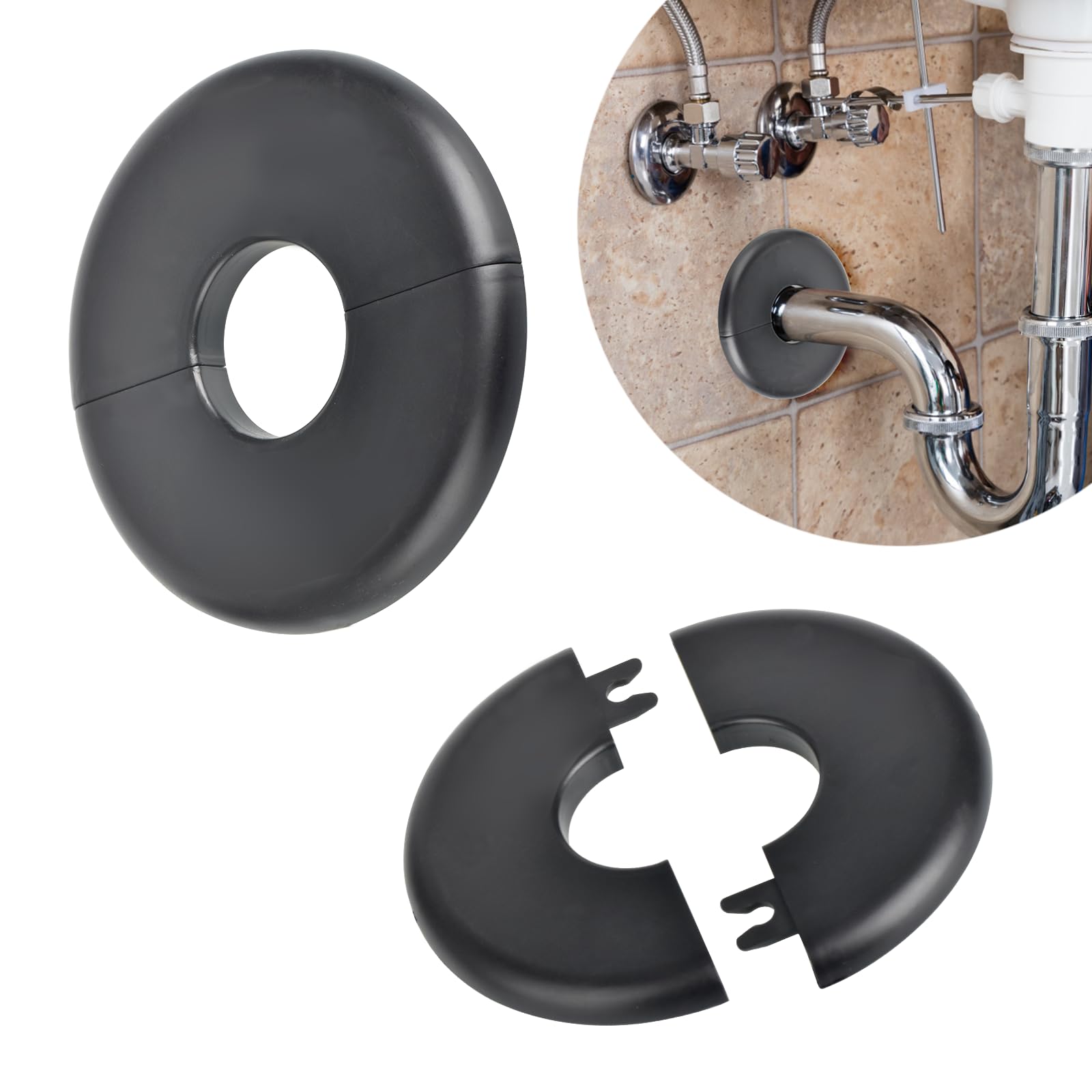 Snapklik.com : 2 Pcs Wall Split Flange Self-Adhesive Escutcheon Plates