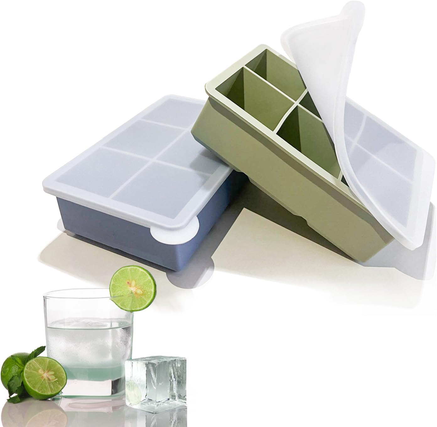 Amazon.com: Large Ice Cube Trays 3 pack, SAWNZC 2 inch Big Square Ice ...