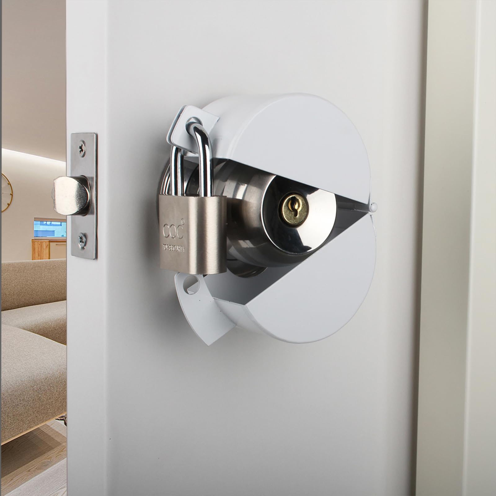 Door Knob Lockout Device, Metallic White Cover to Disable The Doorknob/Faucet/Valve, Prevents ...