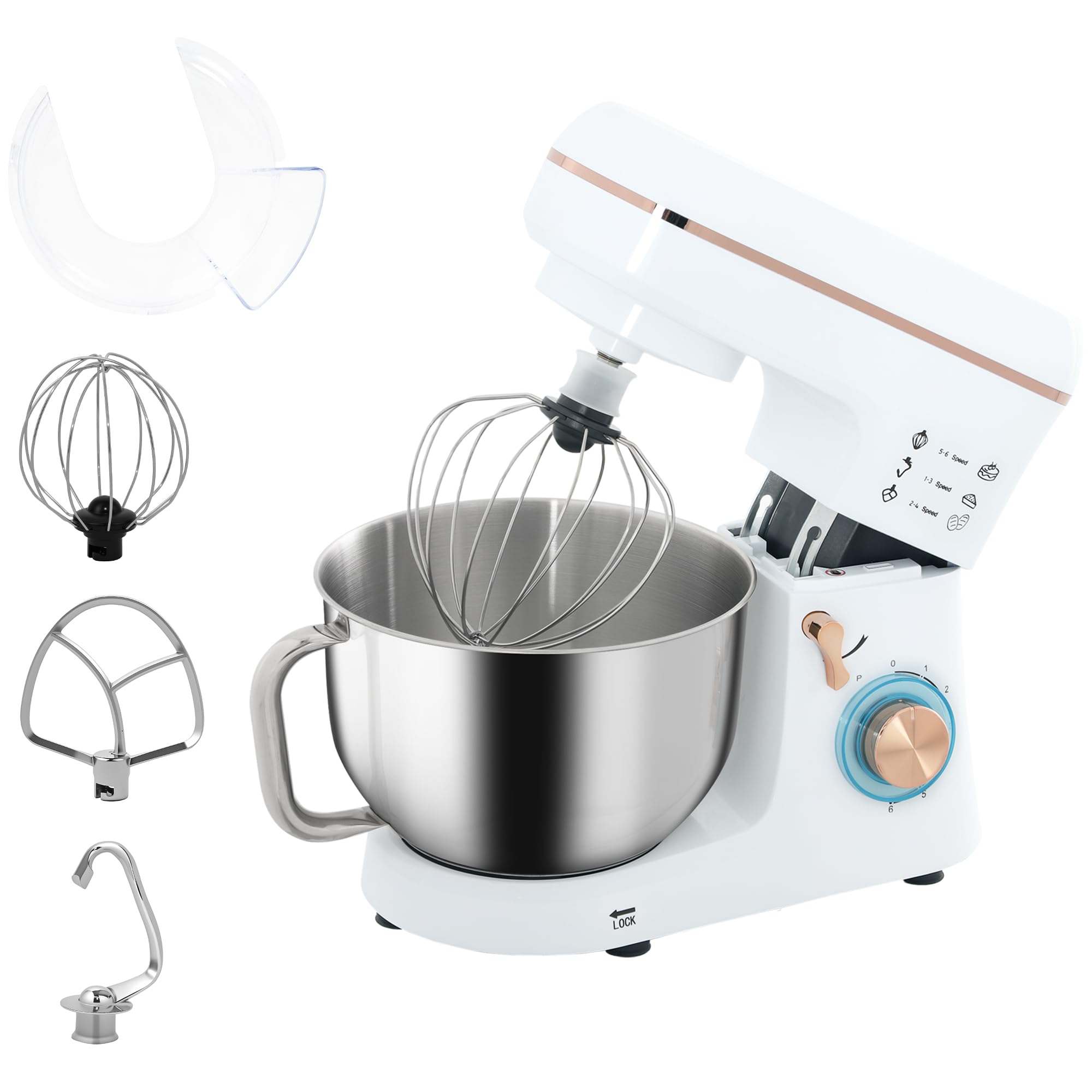 HOMCOM Stand Mixer, 5L Food Mixer for Baking, 6 Speeds and Pulse ...