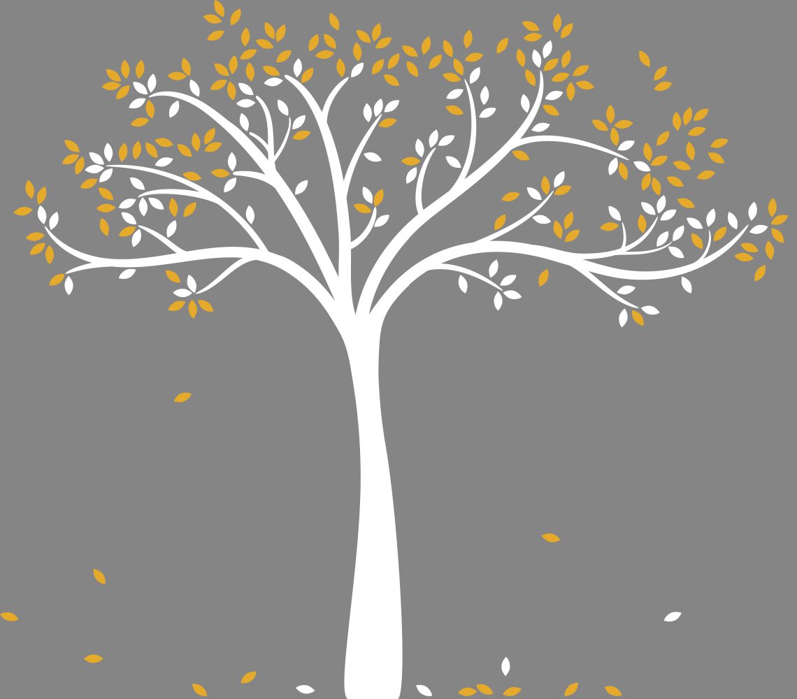 Buy LittleLion Studio Fall Tree Wall Decal, White/Dark Yellow/White ...