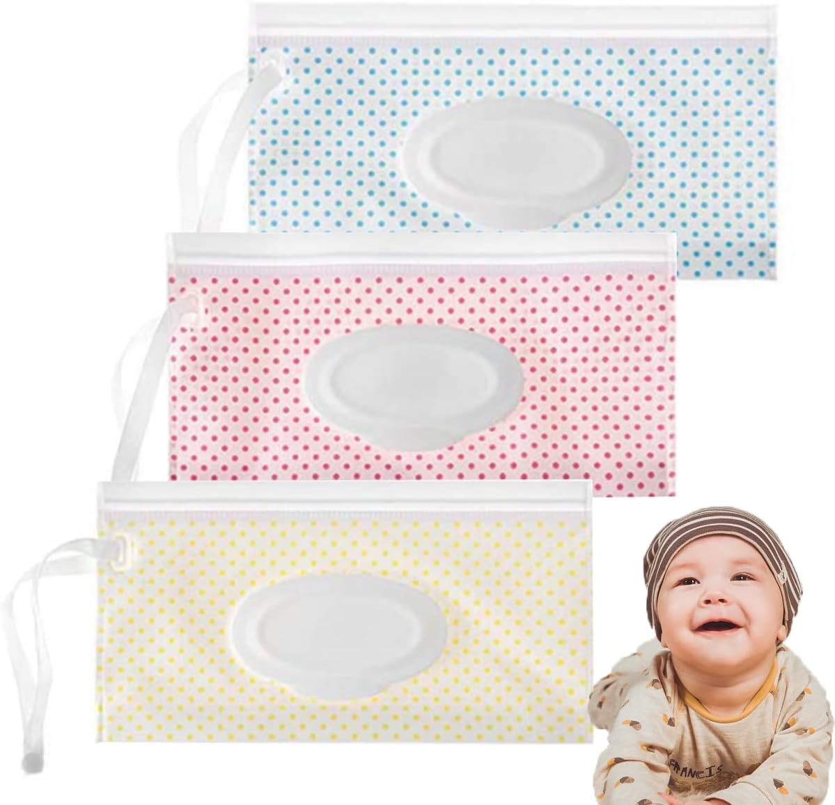 3 PCS Wet Wipe Pouch Reusable Baby Wipes Travel Wipes Case Wipes Case ...
