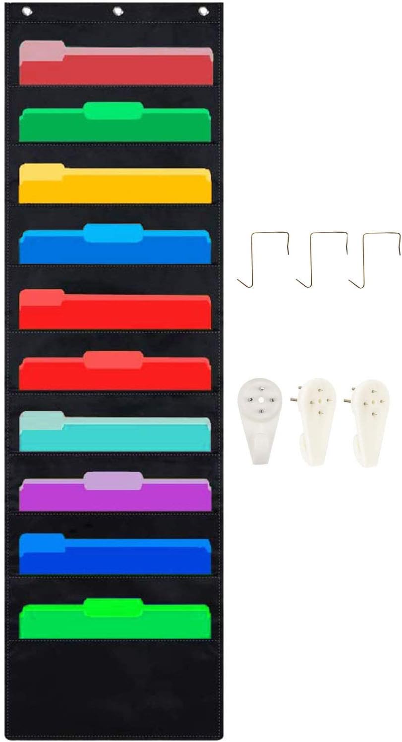 Amazon.com : Hanging File Holder Organizer Rack, 10 Pocket File Folder ...