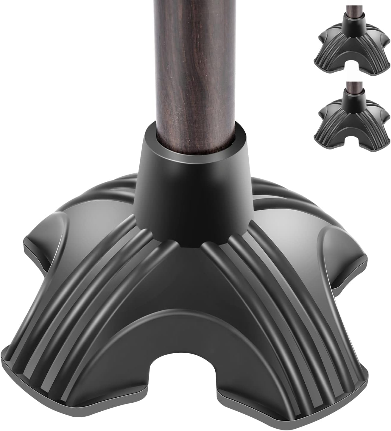 RMS Cane Tip - Self Standing Quad Base Replacement for Most Walking Canes, Walking Sticks ...