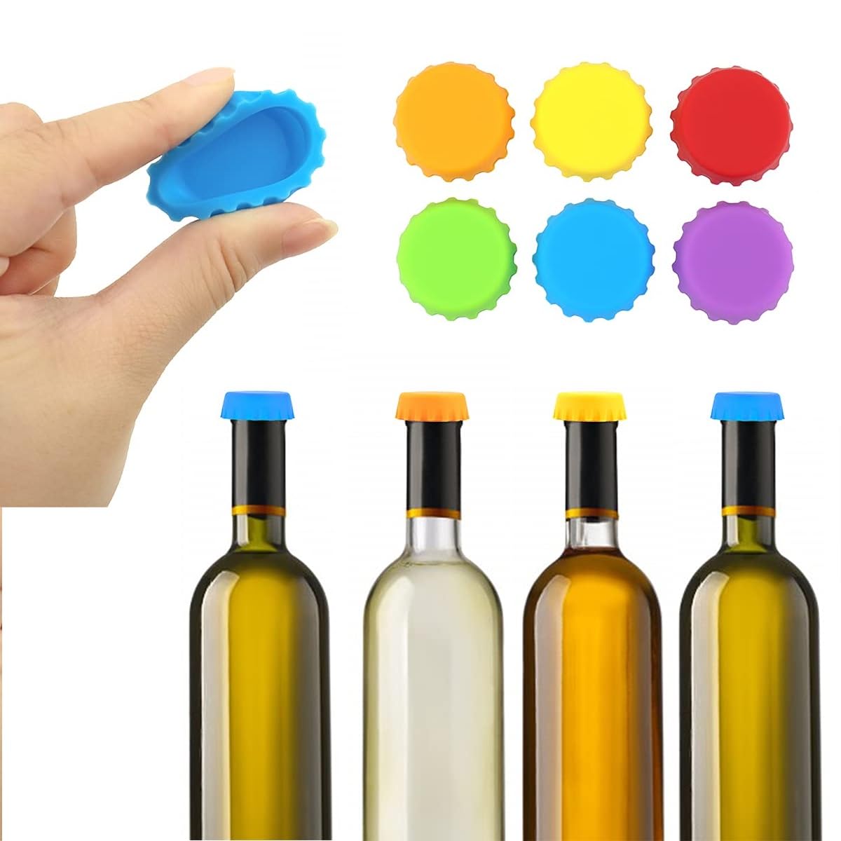 Buy MeeTo Silicone Rubber Bottle Caps, Reusable Beer Caps for Home ...