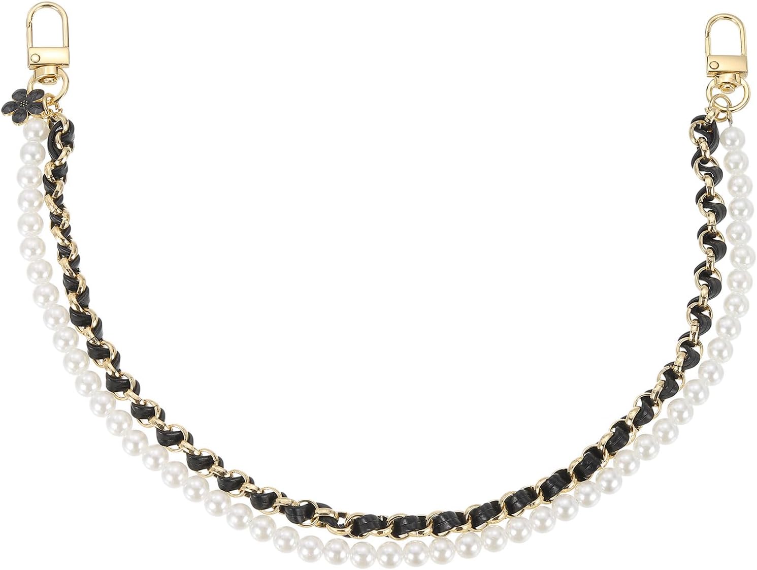Amazon.com: uxcell 17.7'' Pearl Purse Double Chain, Metal Purse ...