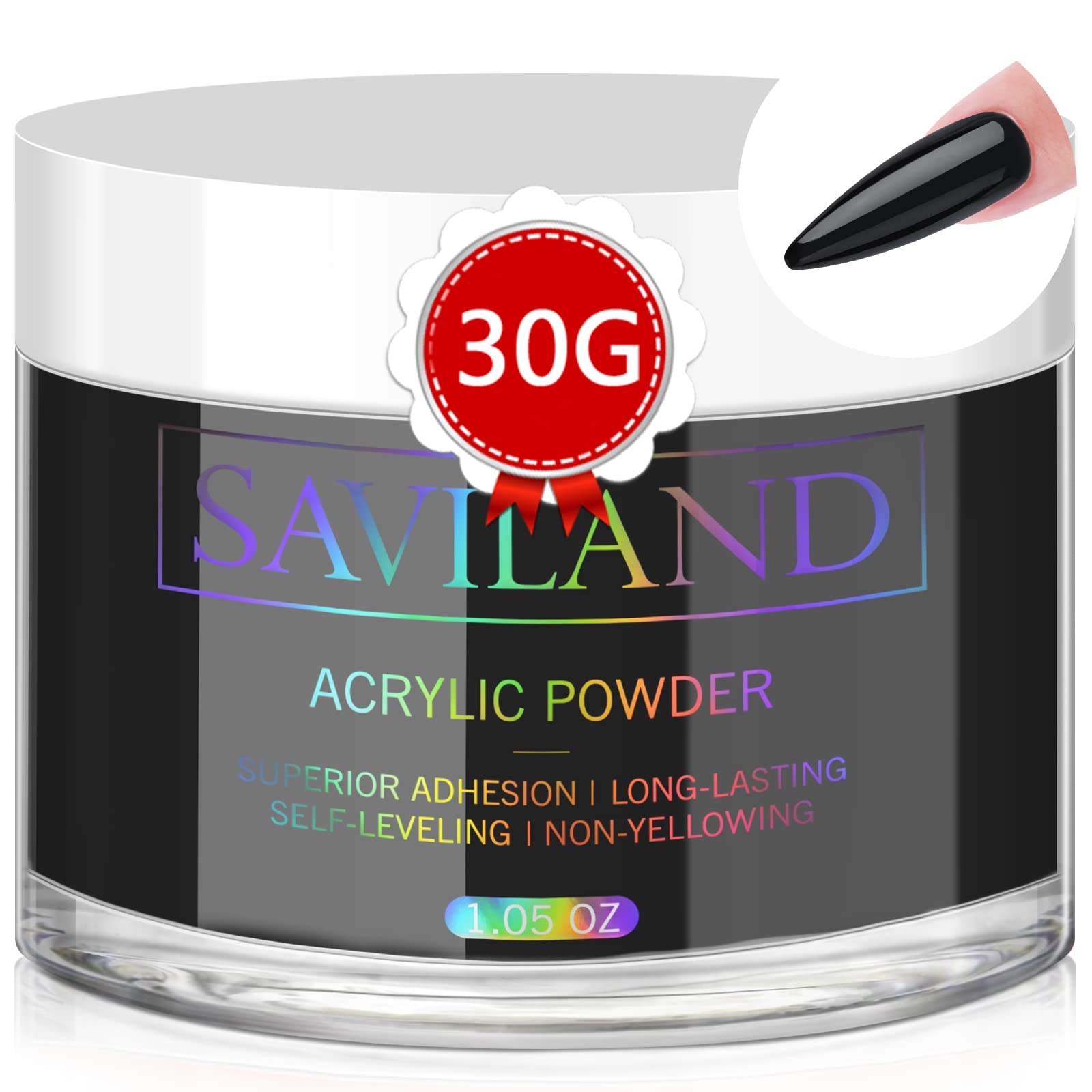 Amazon.com: Saviland Black Acrylic Powder - 30g Professional Colored ...