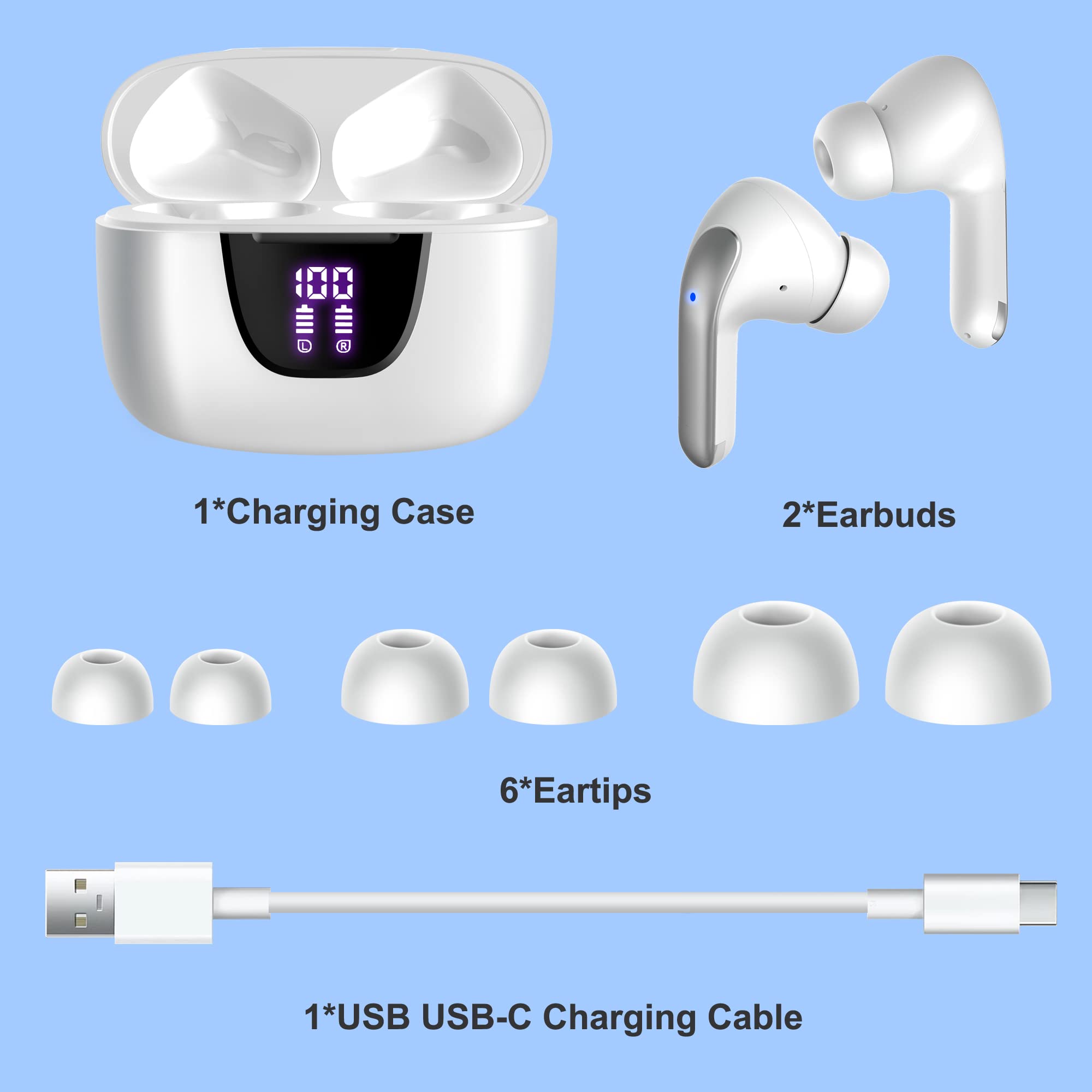 HYIEAR Wireless Earbuds, Blue...B0BQLL8BKF | Encarguelo.com