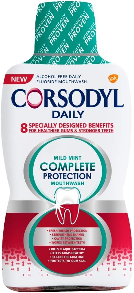 Corsodyl Complete Protection Mild Mint Mouthwash 500 ml (Pack of 1 ...