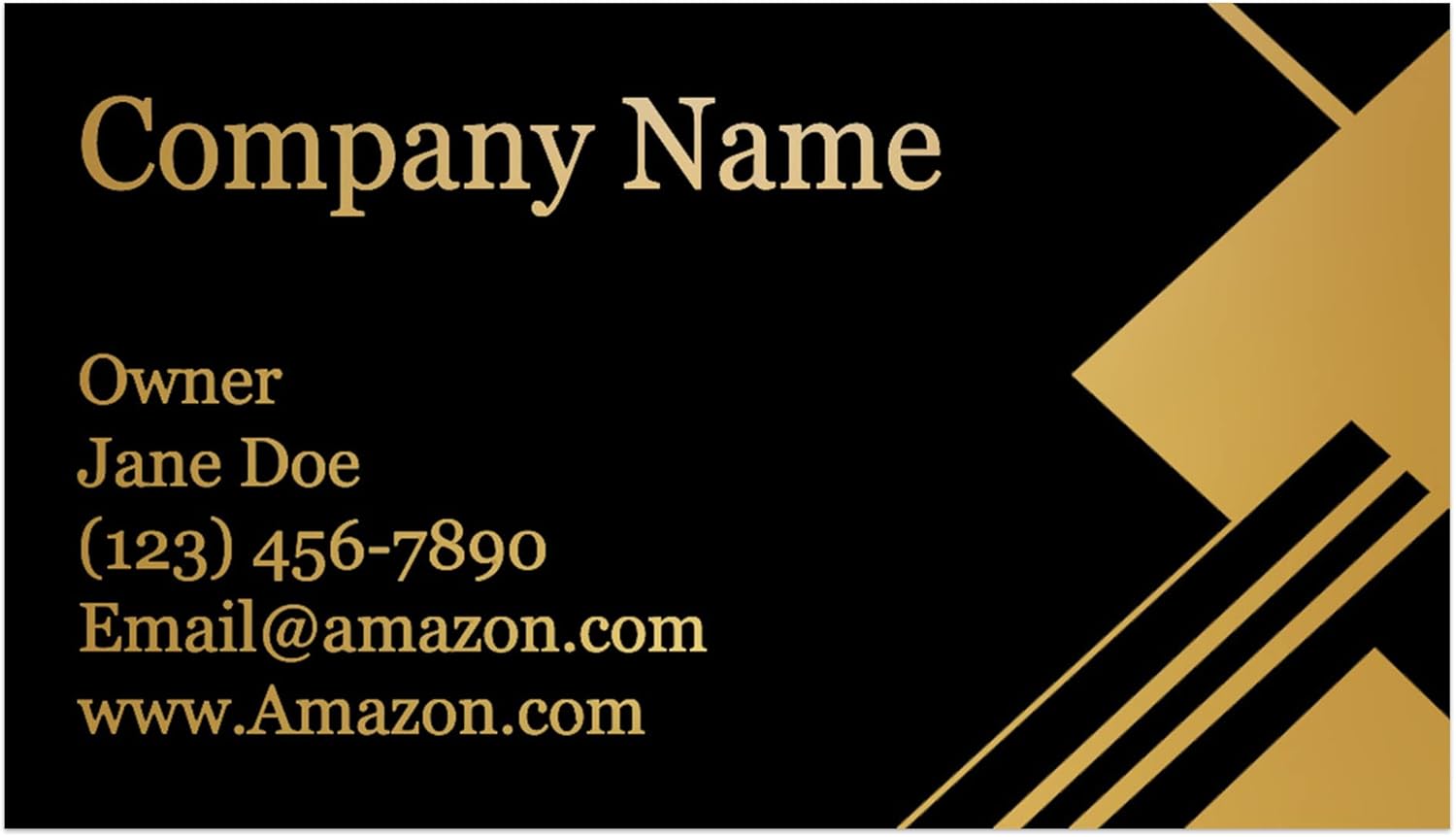 Amazon.com : Personalized Gold Foil Black Business Cards 100 Pack - 3.5 ...