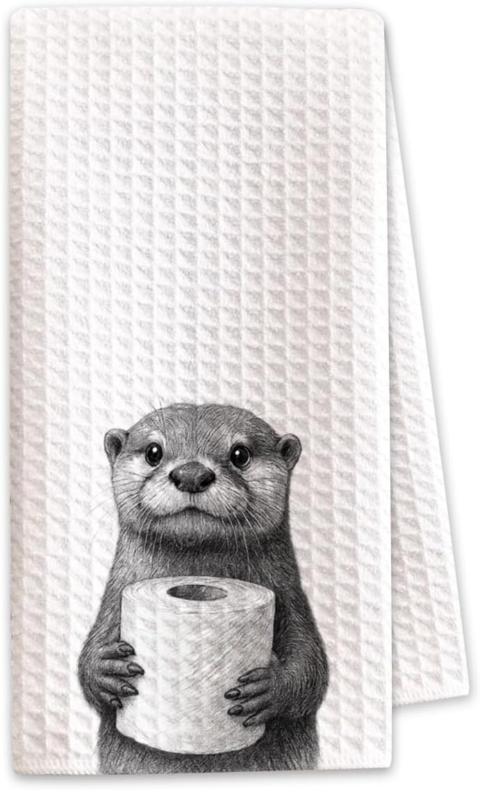 Amazon.com: Shescrzionu 1 PCS Funny Cute Otter Hand Towels, Fun Otter ...