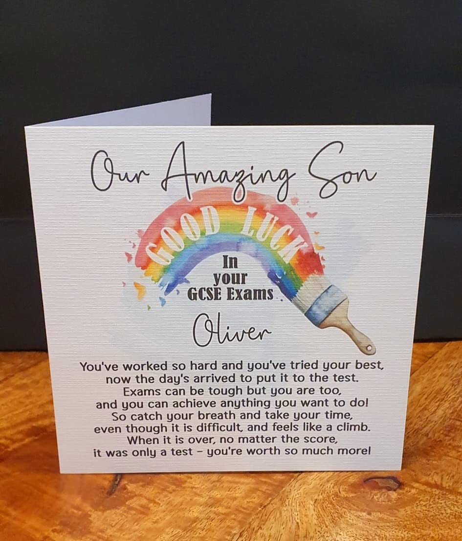 Personalised Custom Good Luck Exam Card, Son Daughter Grandson ...