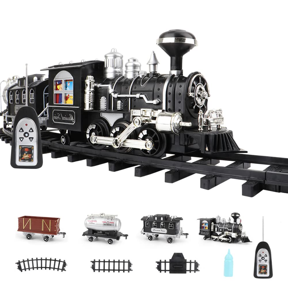 Buy JAWSEU Electric Road Model Toy, Steam Locomotive Train Set with ...