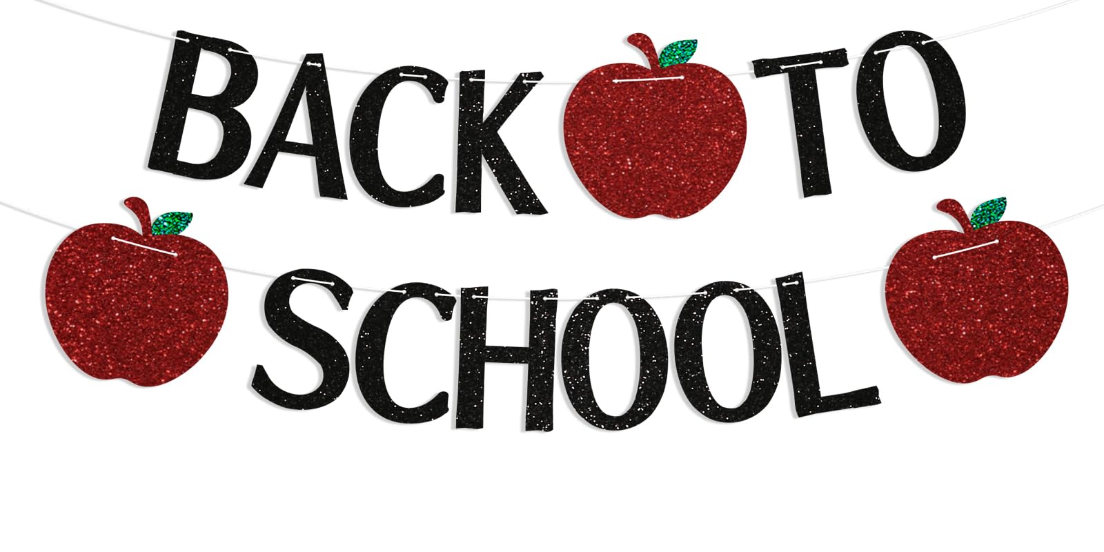 Amazon.com: Black Glitter Back To School Banner, First Day of School ...