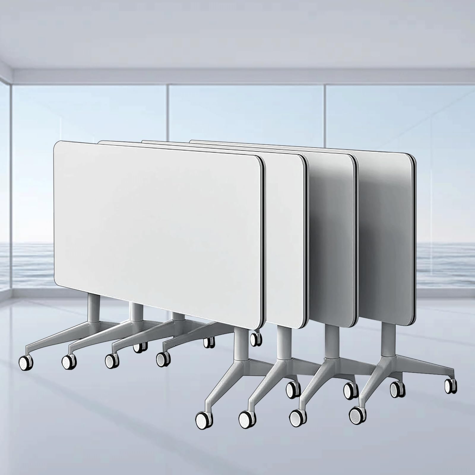 Amazon.com: Conference Table,4PCS Modern White Rectangle Conference ...