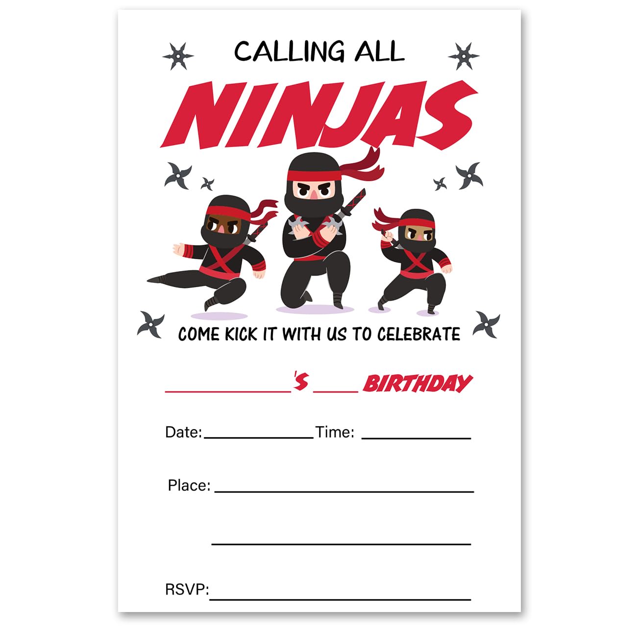 Ninja Birthday Invitations Printable Ninja Birthday Invitations With