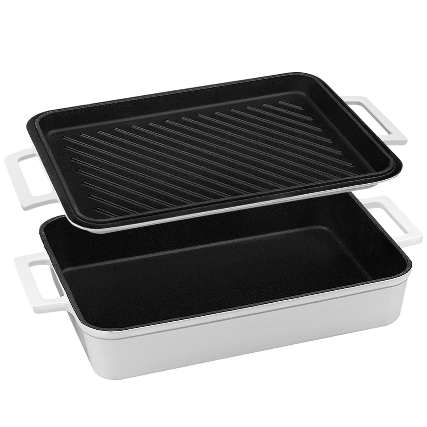 Amazon.com: Flavehc Cast Iron Casserole Dish with Skillet Lid 9"x13 ...