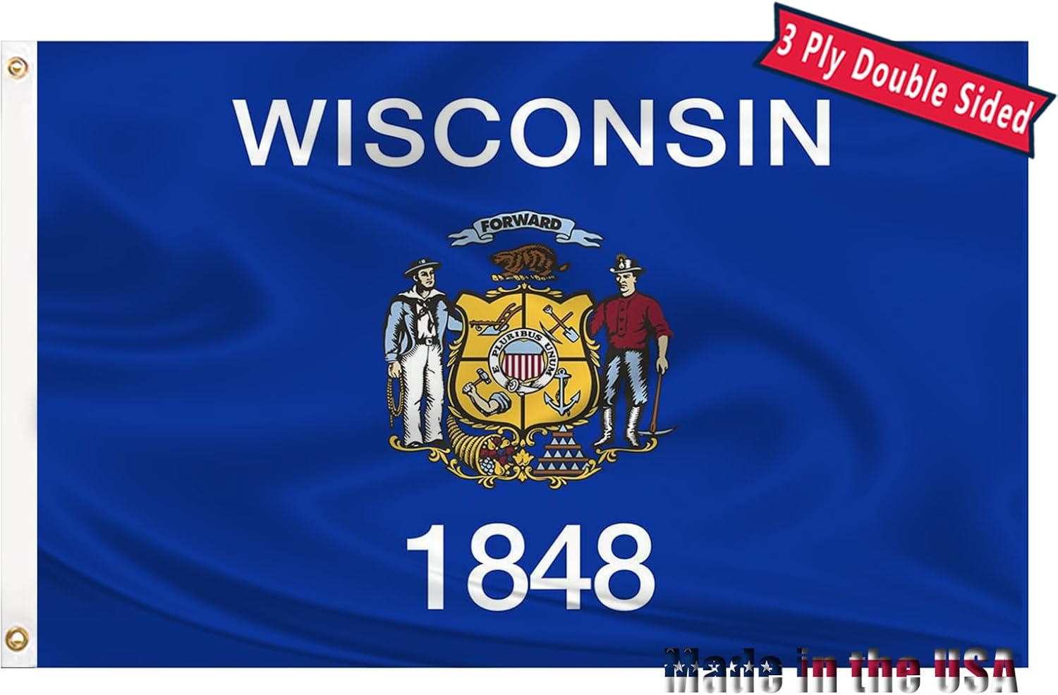 Amazon.com : Wisconsin State Flag 3x5 Outdoor Double Sided 3 Layers ...
