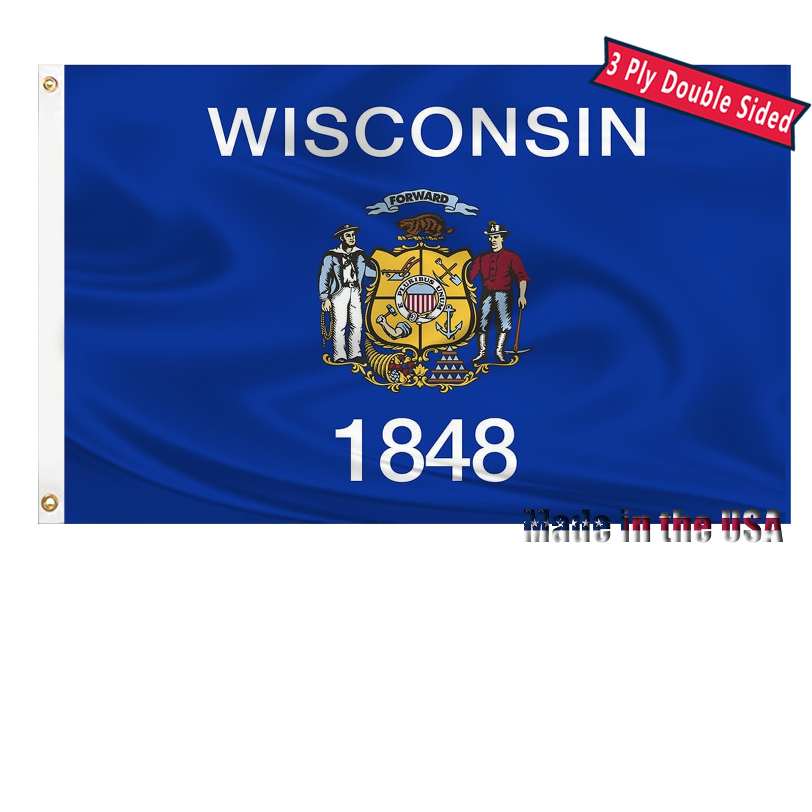 Amazon.com : Wisconsin State Flag 3x5 Outdoor Double Sided 3 Layers ...