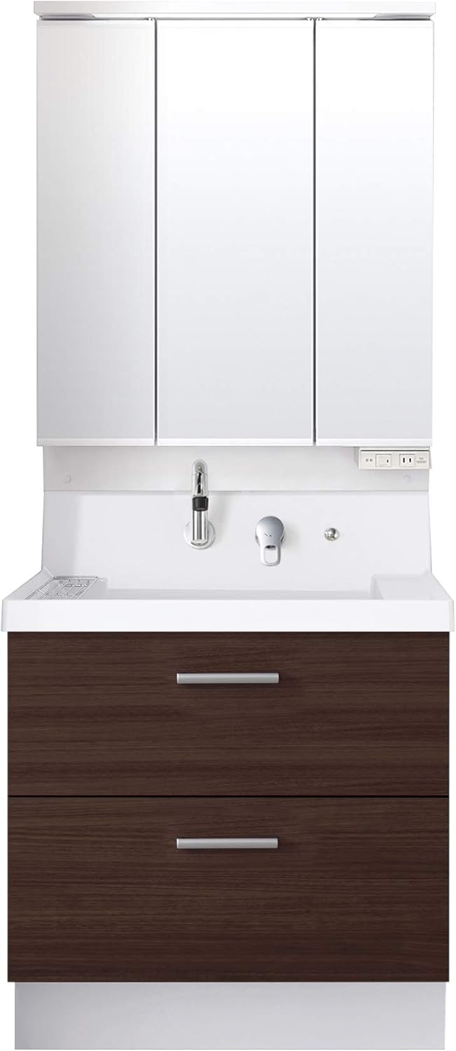 Amazon | LIXIL(リクシル) INAX 洗面化粧台 セット K1シリーズ シングルレバーシャワー水栓 フルスライドタイプ クリエダーク 間口750mm K1FH5-755SY ...