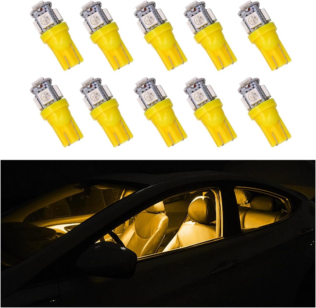 Amazon.com: povtii 10PCS Car LED Light Bulb, Super Bright T10 5050 LED ...