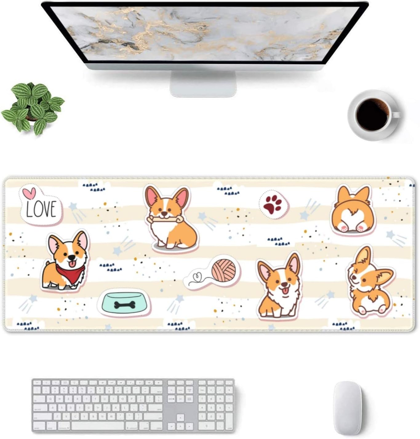 Amazon.com: Cute Dog Mouse Pad Stitched Edge XL Large Mousepad 31.5" X ...