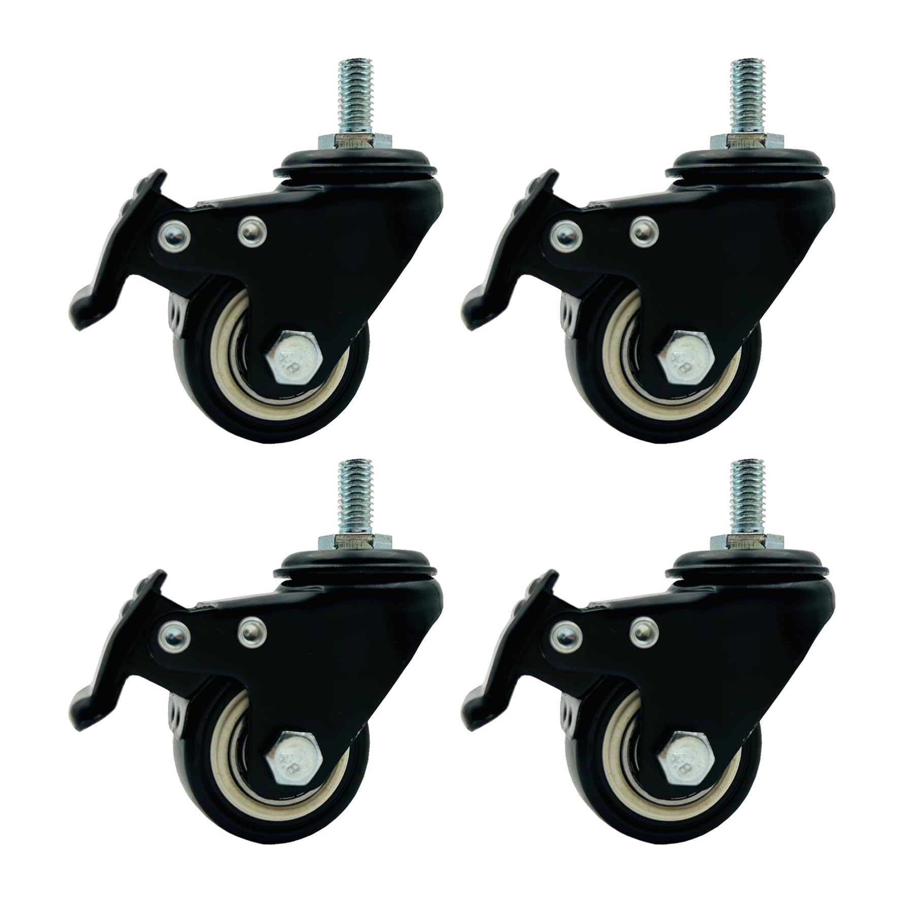 LIKERAINY Swivel 8mm Bolt Threaded Fixing Caster PE Wheels IC4812A with ...