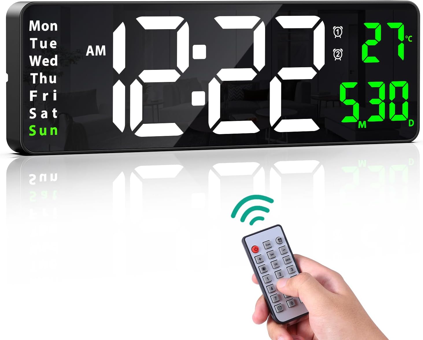 ORIA 16" Digital Wall Clock Large Display, LED Wall Clock with Remote ...