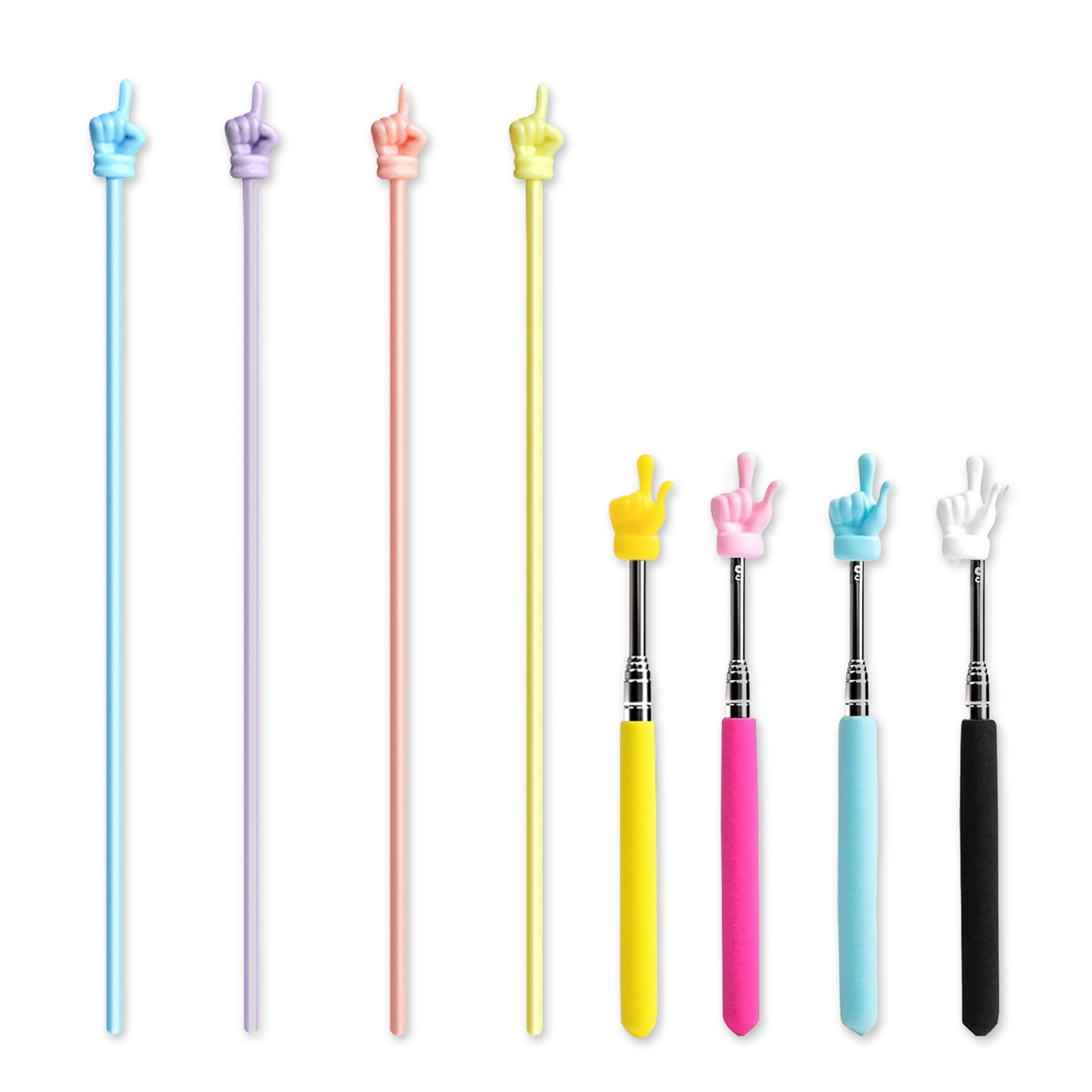 8 Pcs Telescopic Teachers Pointer, Colorful Classroom Pointer Finger ...