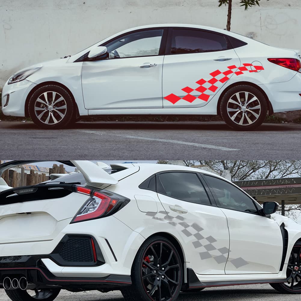 Checkerboard Car Graphic DistinctInk Custom Bumper Sticker 4" X 4"