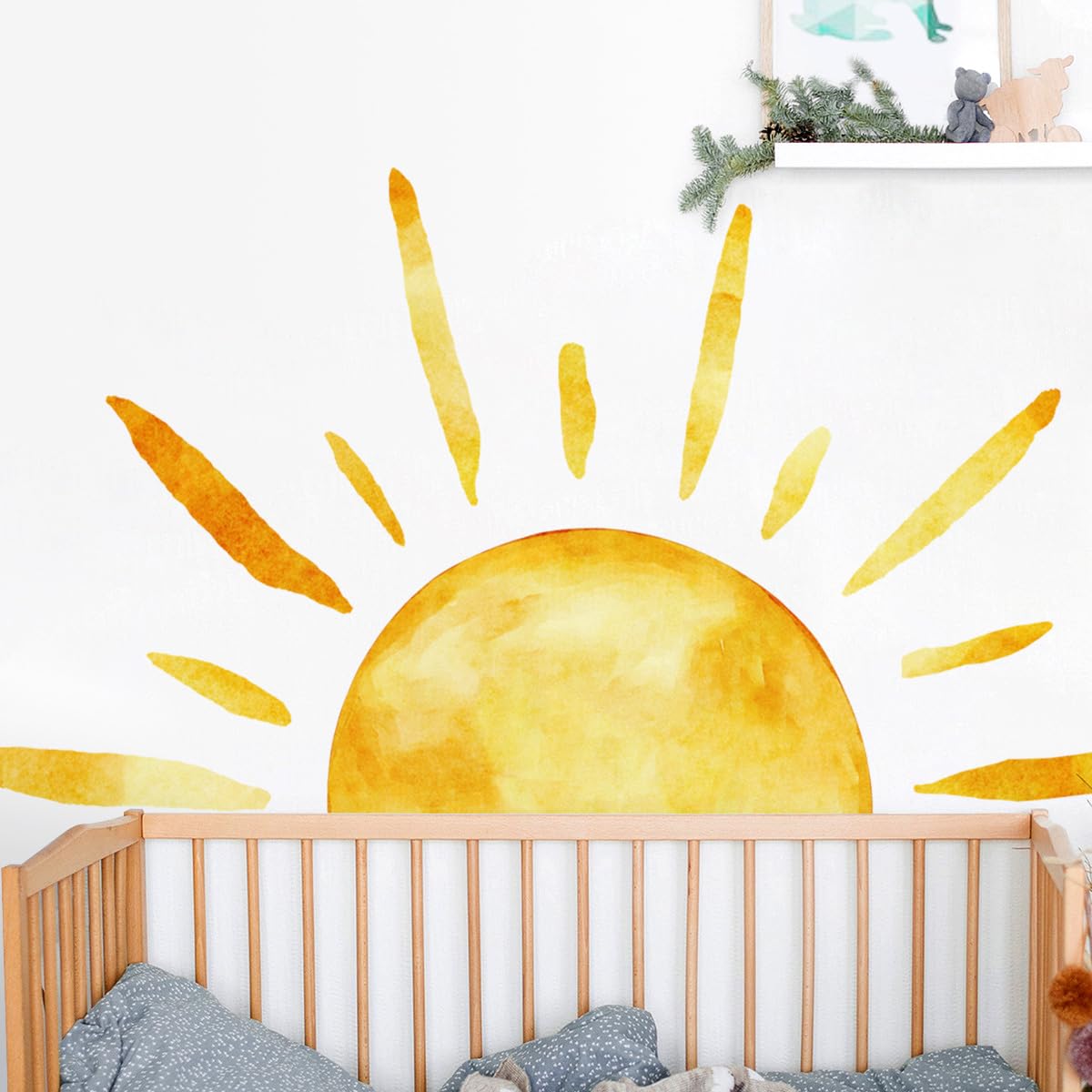 Amazon.com: RAINBOW WSK Boho Sun Wall Decals Watercolor Sunshine Wall ...