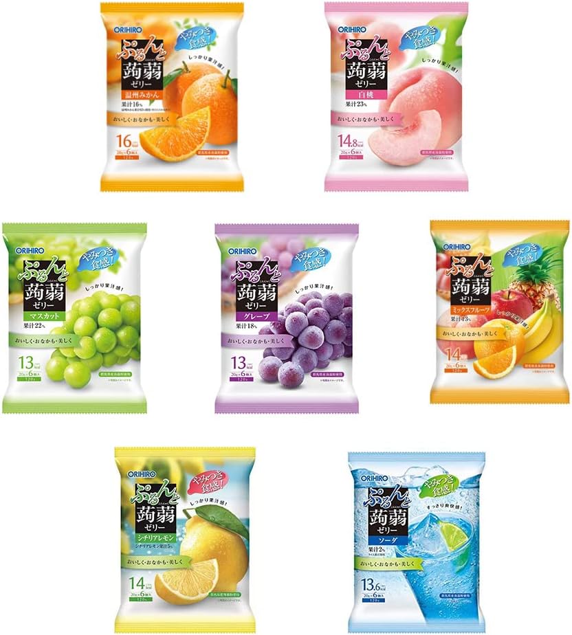Amazon.com : Konjac jelly Assortment 4.2oz 7Types Japanese Pouch jelly ...
