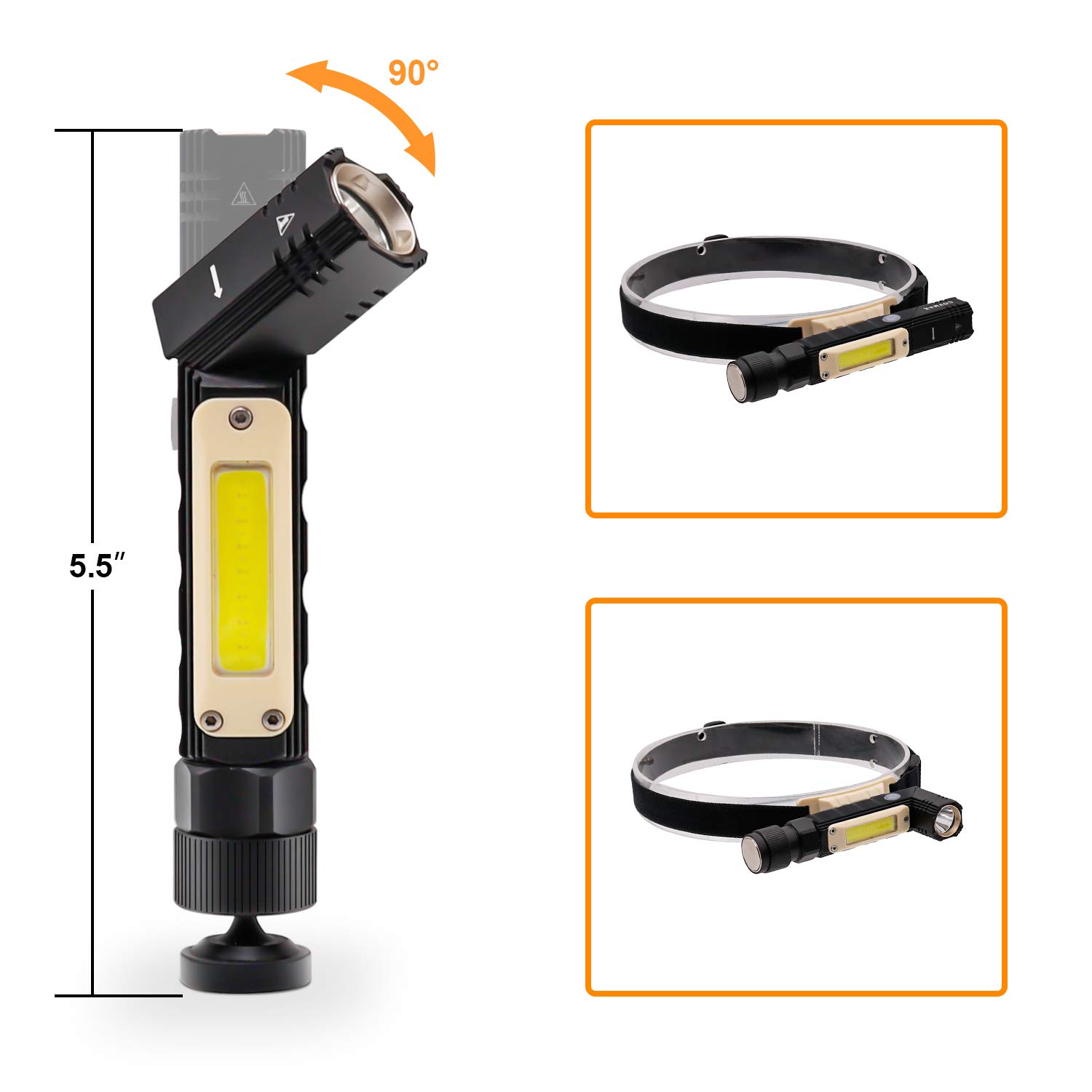 Rechargeable Flashlight, Ultra Brightest Handheld COB LED Tactical ...