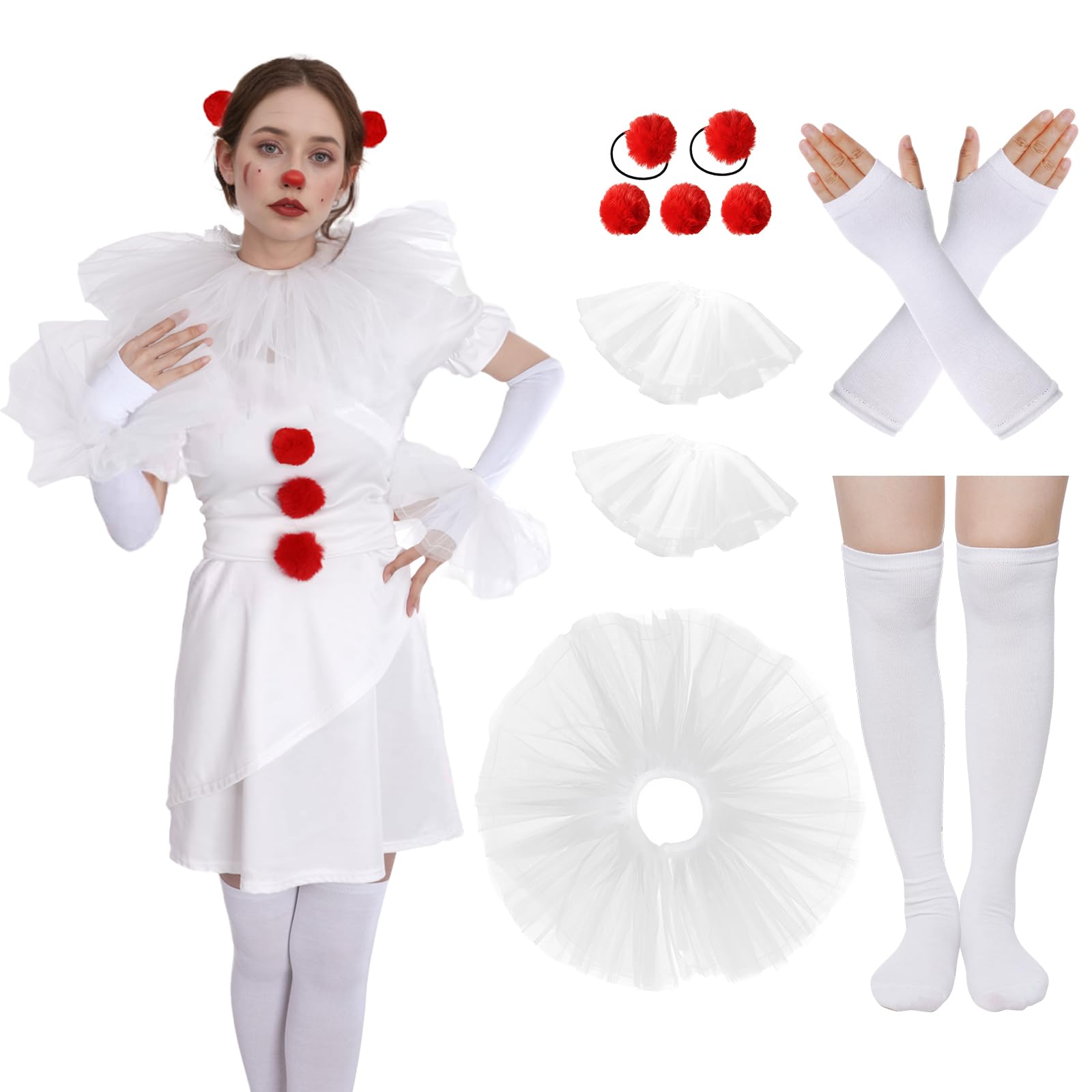 Amazon.com: Tayfremn 12Pcs Halloween Clown Costumes Women Mesh Clown ...