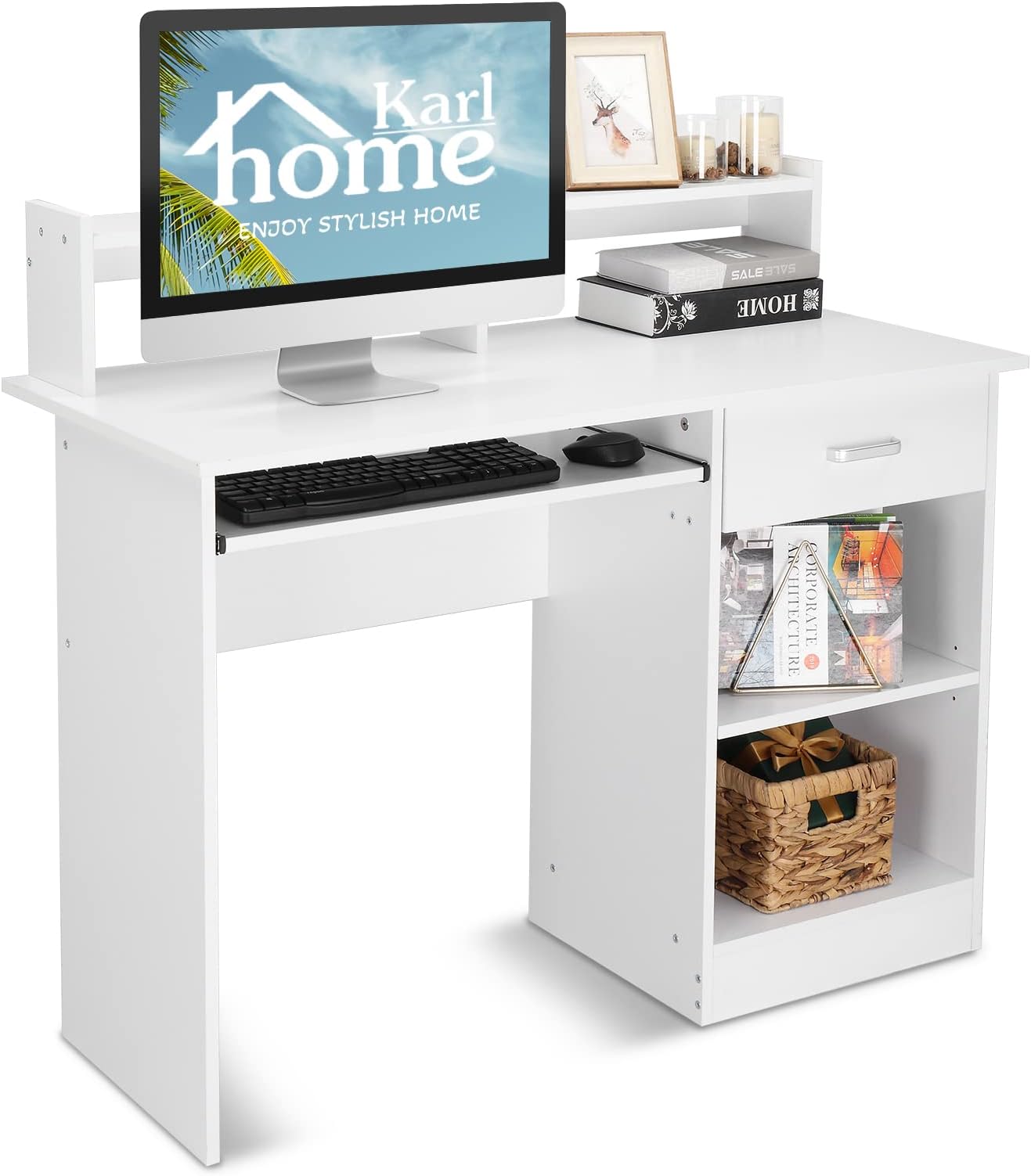 Amazon.com: Giantex White Computer Desk, 40" Study Writing Desk with ...