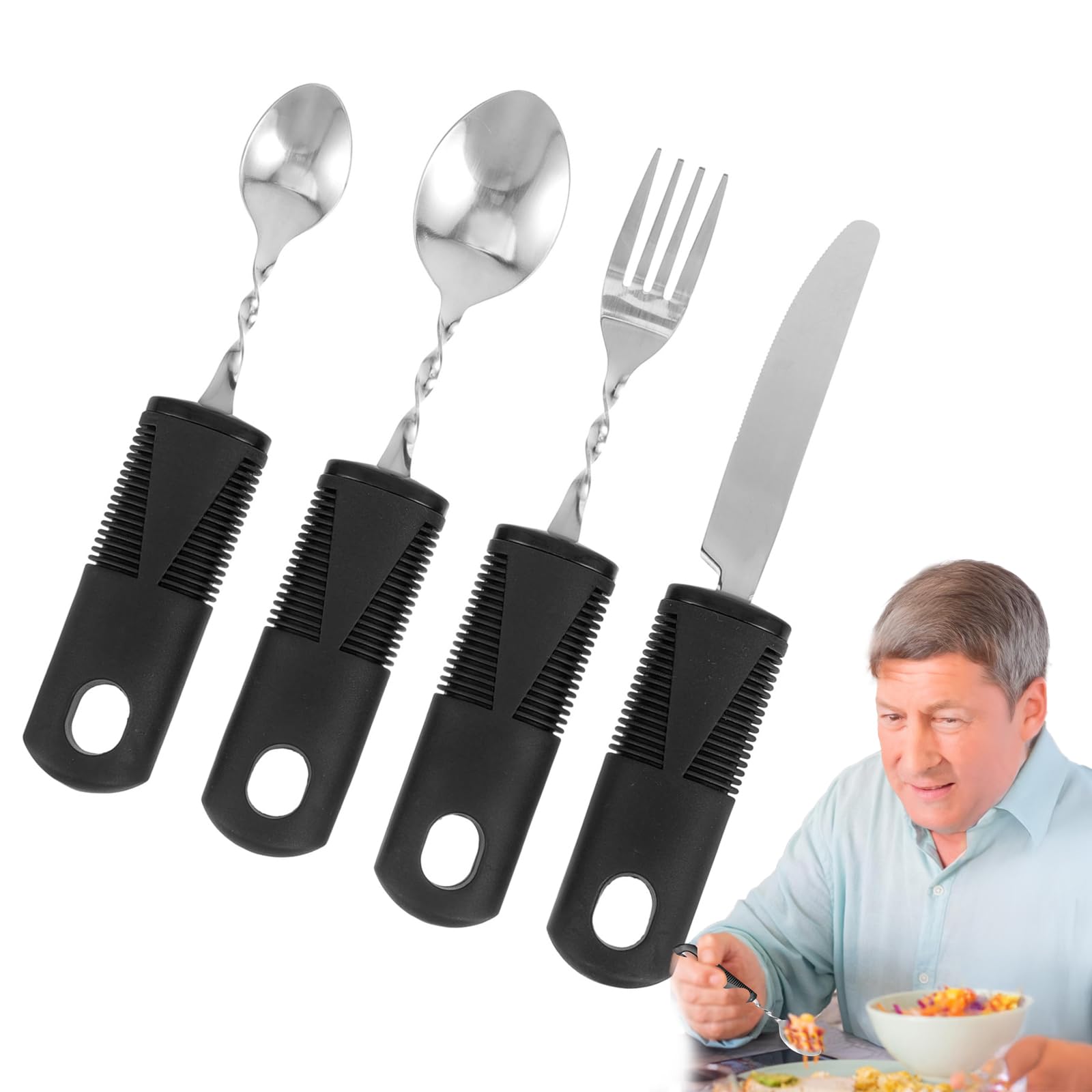 Disability Aids - Bendable Cutlery for Disabled Hands, Set of 4 | Easy ...